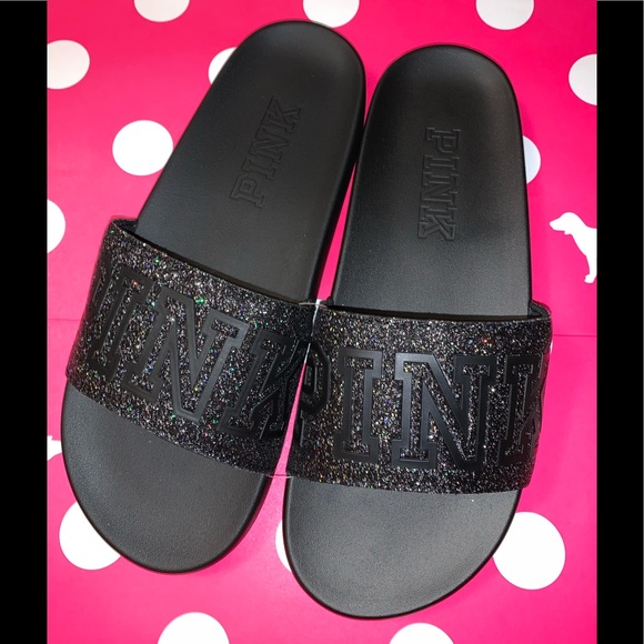 PINK Victoria's Secret | Shoes | Victorias Secret Pink Black Glitter ...